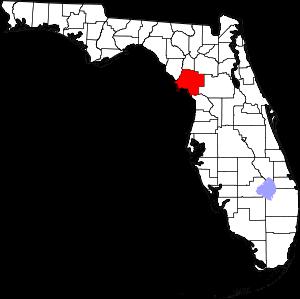 Levy County on the map of Florida 2025. Cities, roads, borders and ...