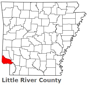 Little River County on the map of Arkansas 2024. Cities, roads, borders ...