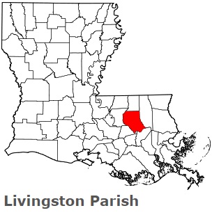 Livingston Parish on the map of Louisiana 2026. Cities, roads, borders ...