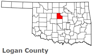 Logan County on the map of Oklahoma 2024. Cities, roads, borders and ...