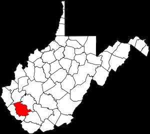 Logan County on the map of West Virginia 2024. Cities, roads, borders ...