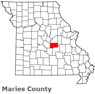 Maries County on the map of Missouri 2026. Cities, roads, borders and ...