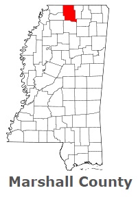 Marshall County on the satellite map of Mississippi 2024. Actual ...
