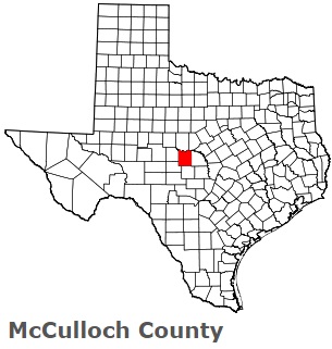 McCulloch County on the map of Texas 2025. Cities, roads, borders and ...