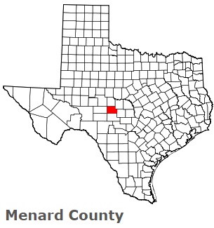 Menard County on the map of Texas 2024. Cities, roads, borders and ...