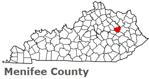 Menifee County on the map of Kentucky 2024. Cities, roads, borders and ...
