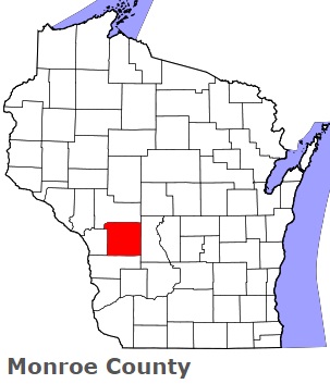 Monroe County on the map of Wisconsin 2026. Cities, roads, borders and ...