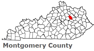 Montgomery County on the map of Kentucky 2022. Cities, roads, borders and directions in ...