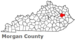 Morgan County on the map of Kentucky 2025. Cities, roads, borders and ...