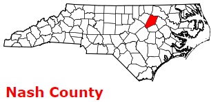 Nash County on the map of North Carolina 2025. Cities, roads, borders ...