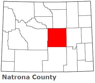 Natrona County on the map of Wyoming 2023. Cities, roads, borders and ...