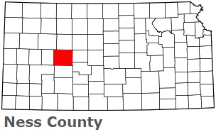 Ness County on the map of Kansas 2024. Cities, roads, borders and ...
