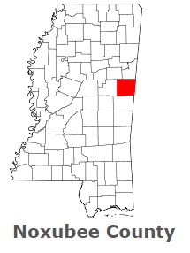 Noxubee County on the map of Mississippi 2023. Cities, roads, borders ...