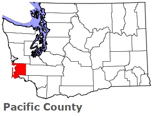 Pacific County on the map of Washington 2025. Cities, roads, borders ...