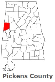 Pickens County on the map of Alabama 2024. Cities, roads, borders and directions in Pickens ...