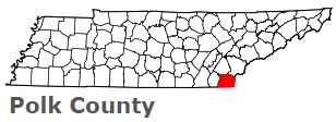 Polk County on the map of Tennessee 2024. Cities, roads, borders and ...