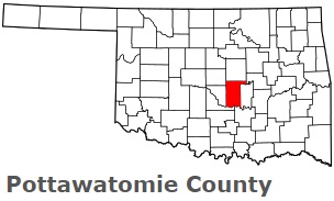 Pottawatomie County on the map of Oklahoma 2025. Cities, roads, borders ...