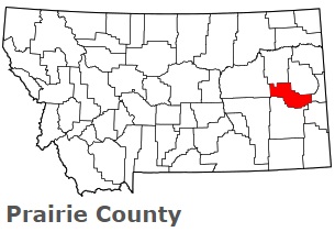 Prairie County on the map of Montana 2024. Cities, roads, borders and ...