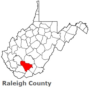 Raleigh County on the map of West Virginia 2024. Cities, roads, borders ...