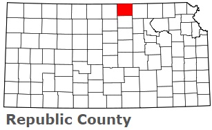 Republic County on the map of Kansas 2024. Cities, roads, borders and ...