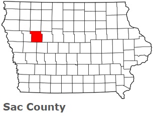 Sac County on the map of Iowa 2025. Cities, roads, borders and ...