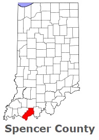 Spencer County on the map of Indiana 2024. Cities, roads, borders and ...