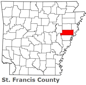 St. Francis County on the map of Arkansas 2026. Cities, roads, borders ...