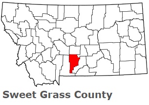 Sweet Grass County on the map of Montana 2025. Cities, roads, borders and directions in Sweet ...