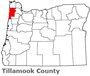 Tillamook County on the map of Oregon 2024. Cities, roads, borders and ...