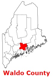 Waldo County on the map of Maine 2024. Cities, roads, borders and ...