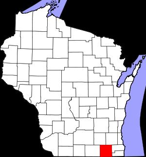 Walworth County on the map of Wisconsin 2024. Cities, roads, borders ...