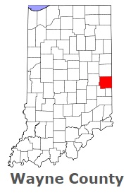 Wayne County on the map of Indiana 2024. Cities, roads, borders and ...