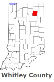 Whitley County on the map of Indiana 2023. Cities, roads, borders and ...
