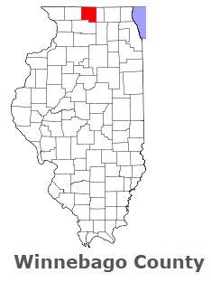 Winnebago County on the map of Illinois 2024. Cities, roads, borders and directions in Winnebago ...