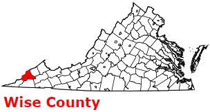 Wise County on the map of Virginia 2024. Cities, roads, borders and ...