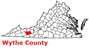 Wythe County on the map of Virginia 2025. Cities, roads, borders and ...