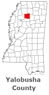 Yalobusha County on the map of Mississippi 2025. Cities, roads, borders ...