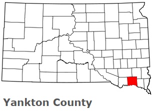 Yankton County on the map of South Dakota 2025. Cities, roads, borders ...