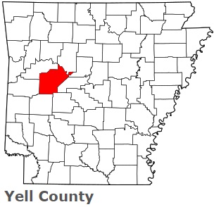 Yell County on the map of Arkansas 2023. Cities, roads, borders and ...