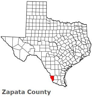Zapata County on the map of Texas 2023. Cities, roads, borders and ...